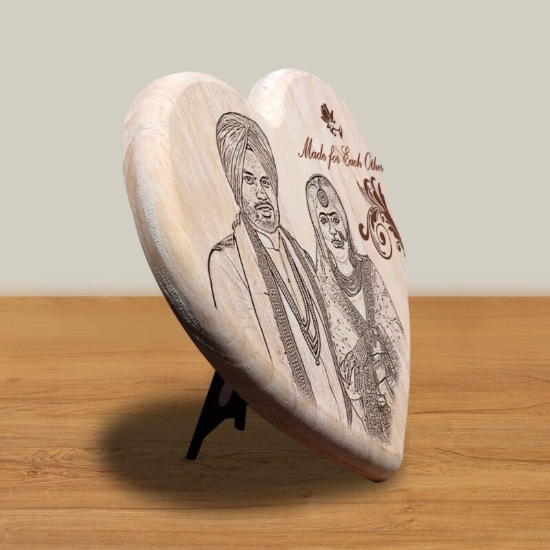 Heart Engraved Wood Frame | Romantic Photo Plaques