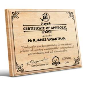 Engraved Wood Certificate | Wooden Recognition Plaques | Photoland