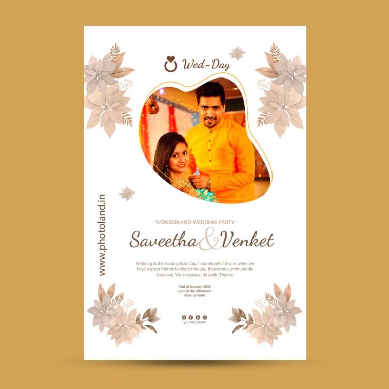 Single Wedding invitation Cards | Single Sheet invitation | Photoland