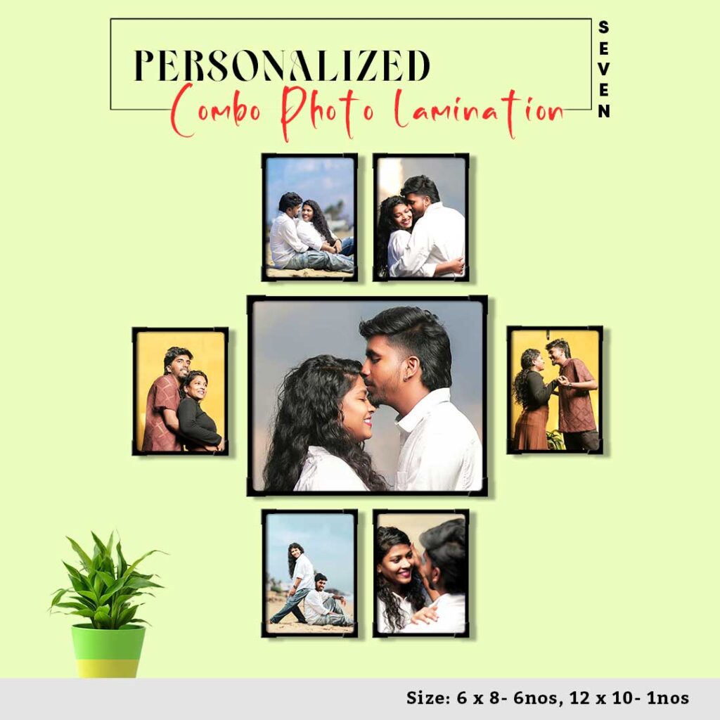 Personalized Combo Gift | Collage Photo Frame Lamination | Pack of 7 ...