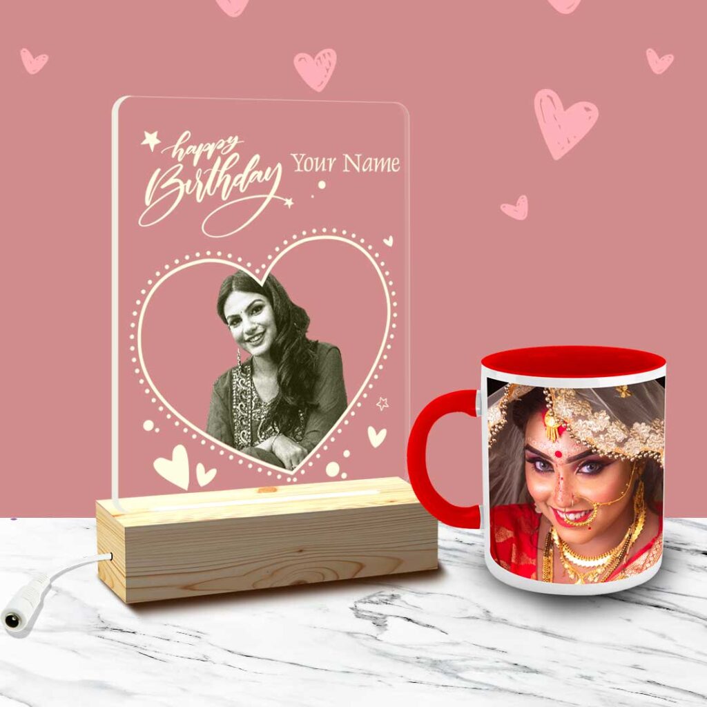 Personalized LED Photo Lamp (6×4 in) with Custom Red Mug | Surprise ...