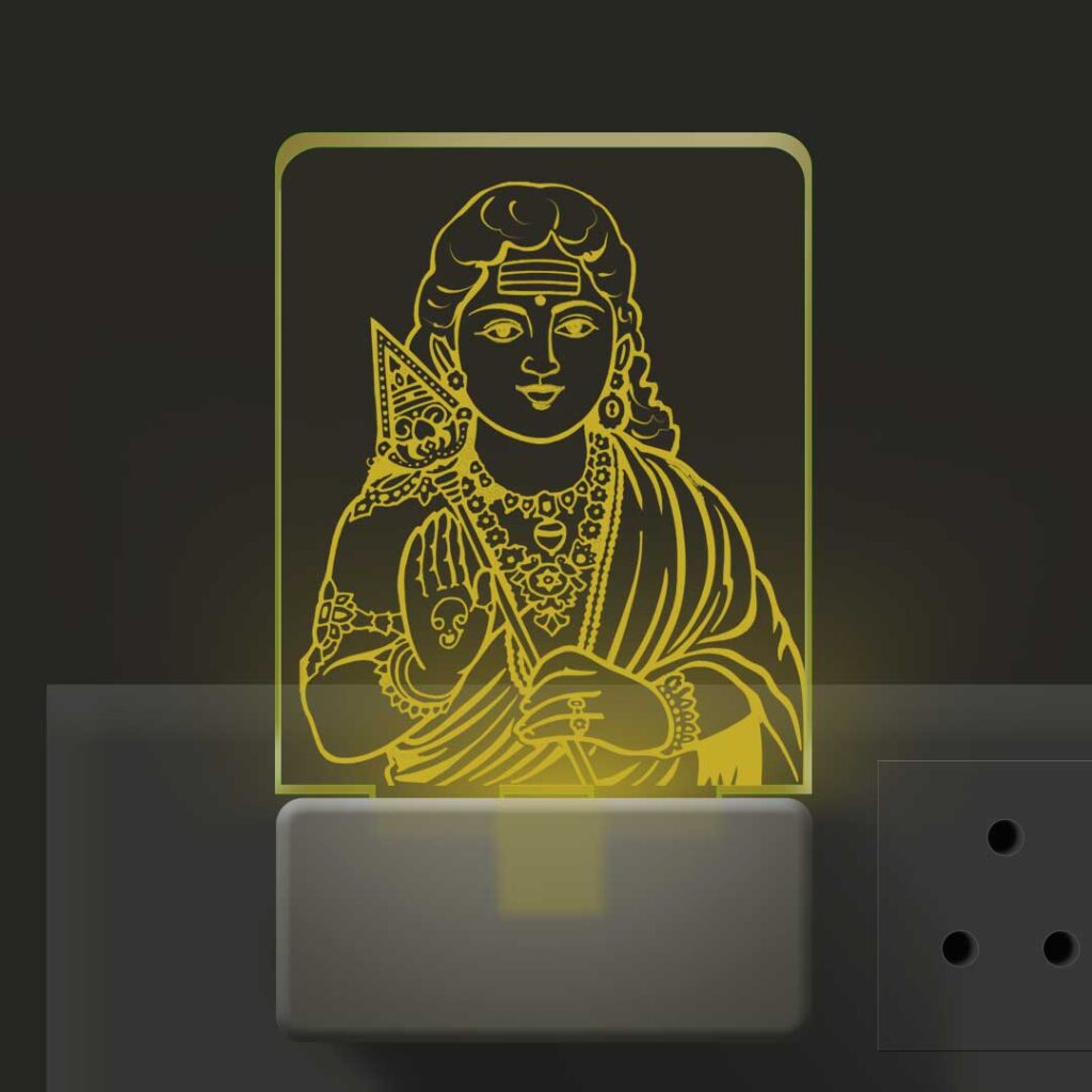3d Illusion Led Plug Lamp | 3 d Led Night Lamp | God Murugan Design-1 ...